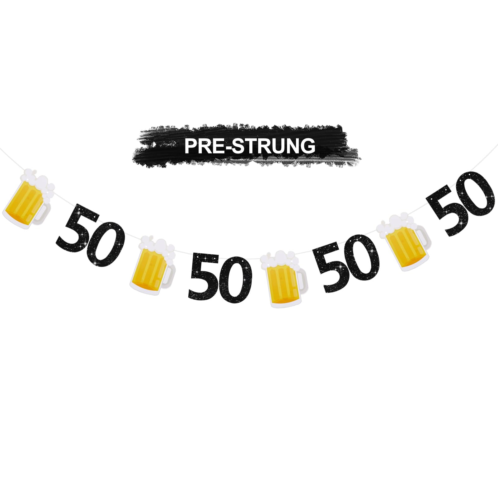 RICHHHA Pre-Strung HappyTRDN Birthday Beer Banner ,50th Happy Birthday ...