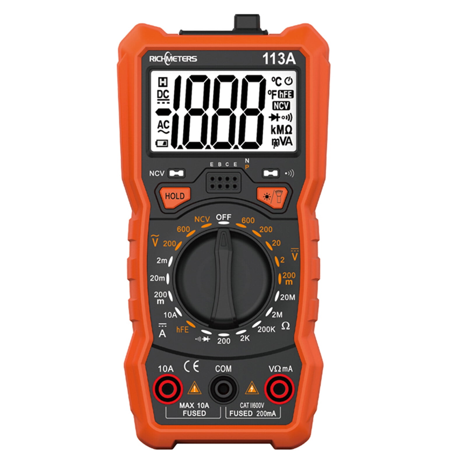 RICHMETERS RM113A NCV Digital Multimeter 2000 Counts HFE AC/DC Voltage ...