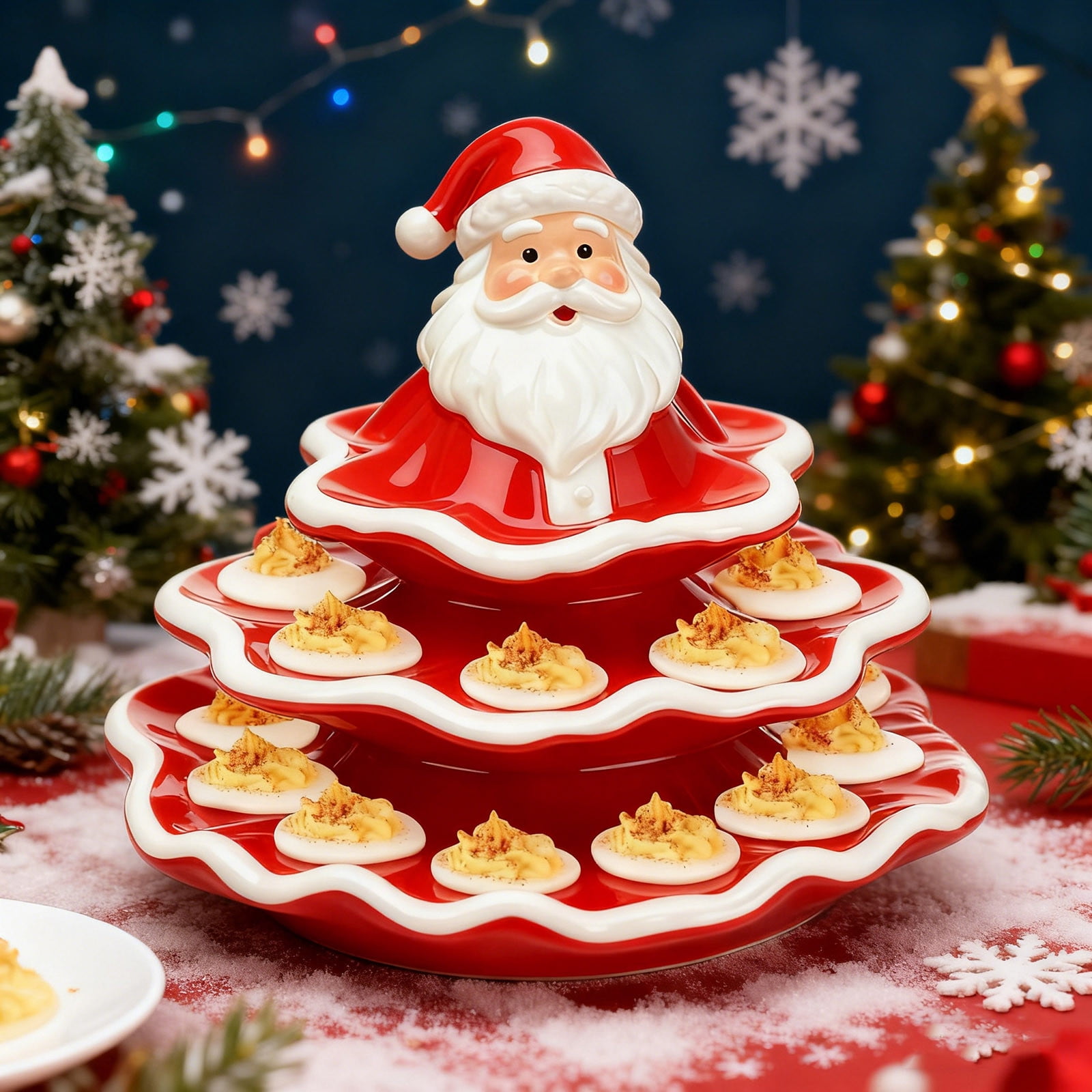 RICHMJ 9" Christmas Tree Shape Deviled Egg Trays Platters Holds- Xmas ...