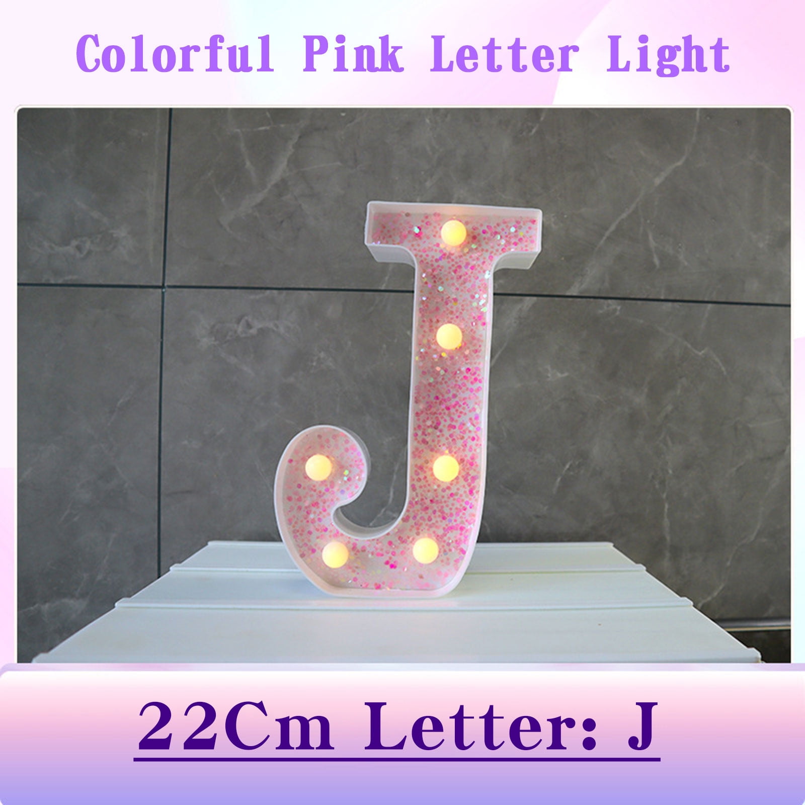 RICHMJ LED Letter Lights Pink Glitter Marquee Letters Light Up Alphabet ...