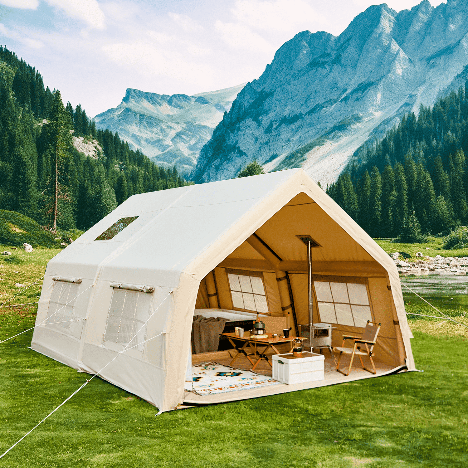 RICHRYCE 12-15 Person Inflatable Camping Tent with Carrying Bag ...
