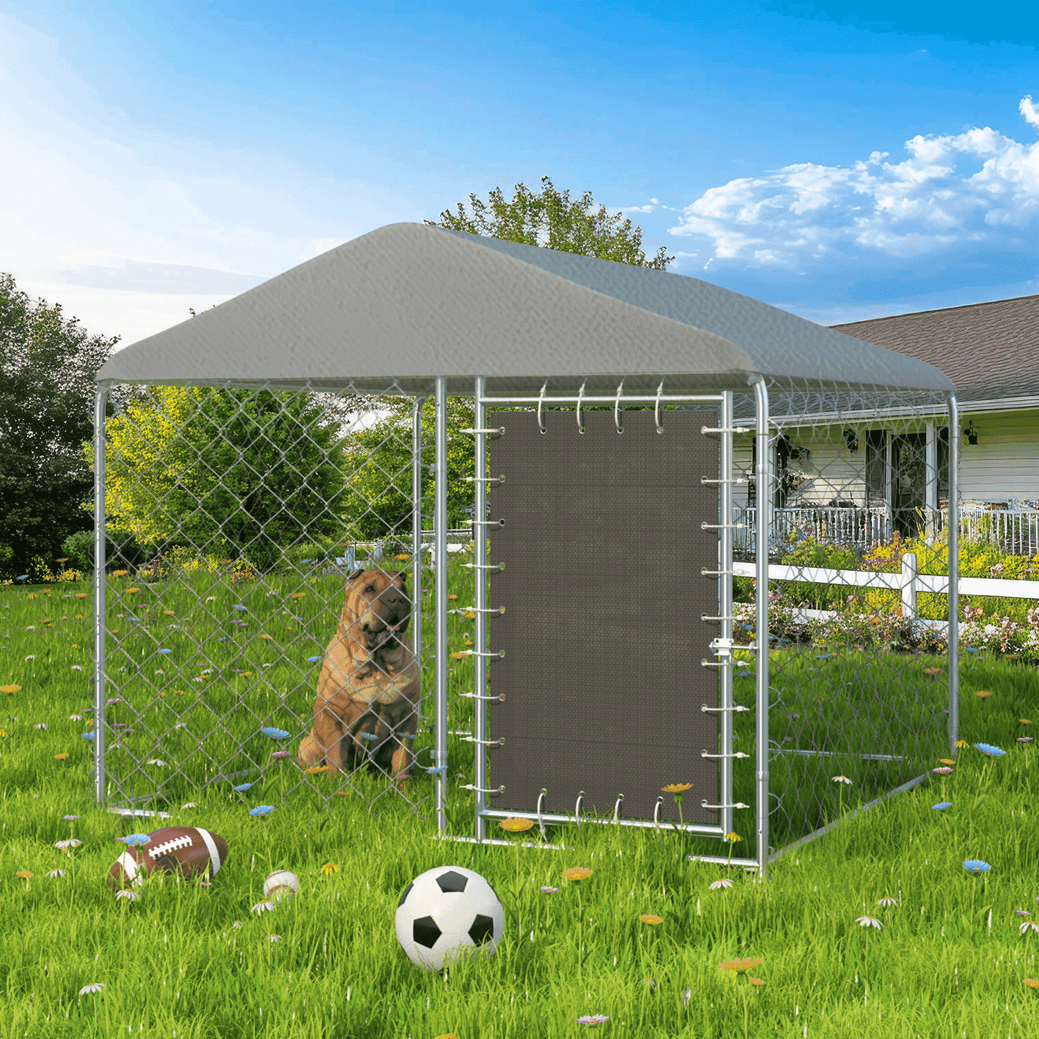 RICHRYCE 6'x6' Dog Kennel Outdoor with Secure Lock, Outside Dog Kennels ...