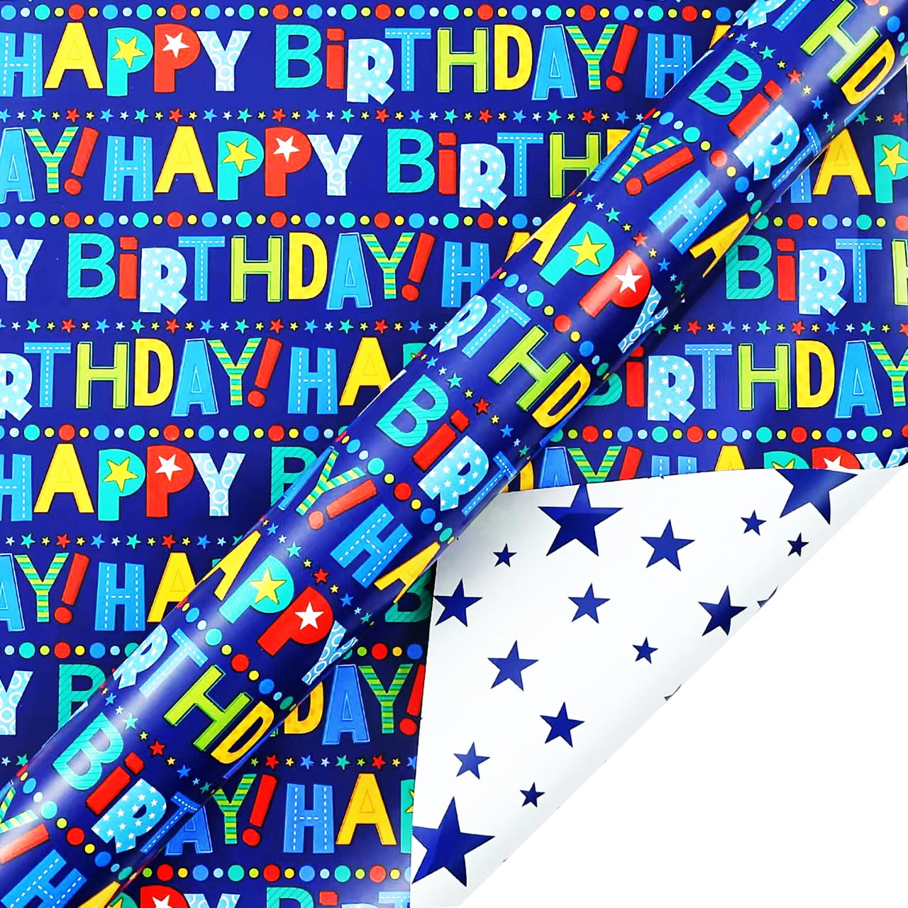 Walmart's Birthday Wrapping Paper Roll - Blue, 1 Roll, 18.1 inch x 33 ...