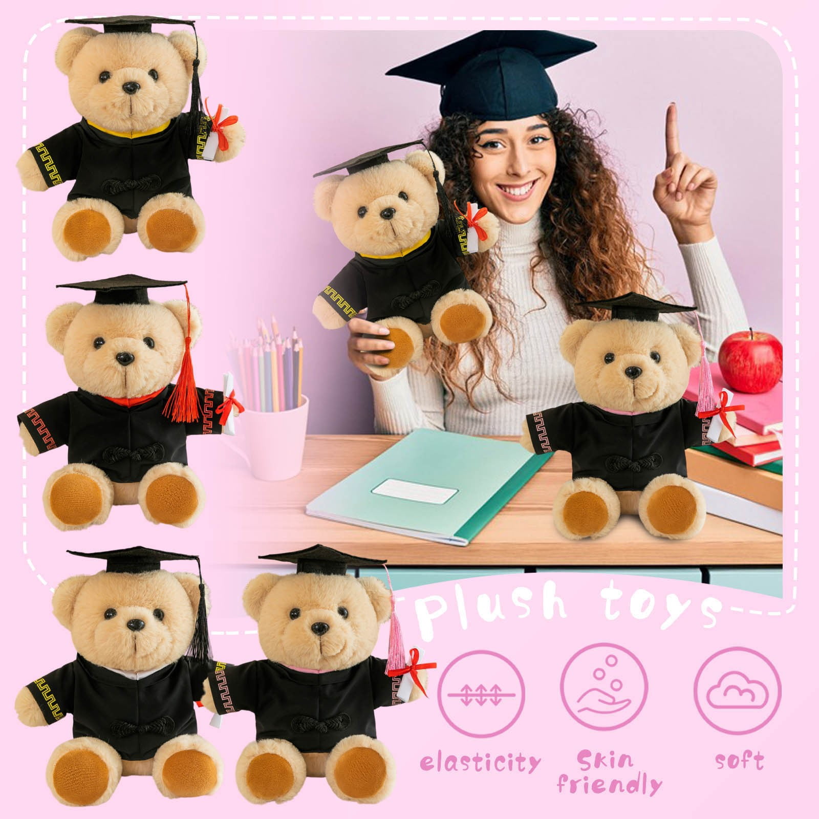 RICHUONG Graduation Bear Class of 2025, 10 Inch Stuffed Animal ...