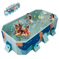 Foldable Above Ground Swimming Pools for Kids Adults, Non-Inflatable ...