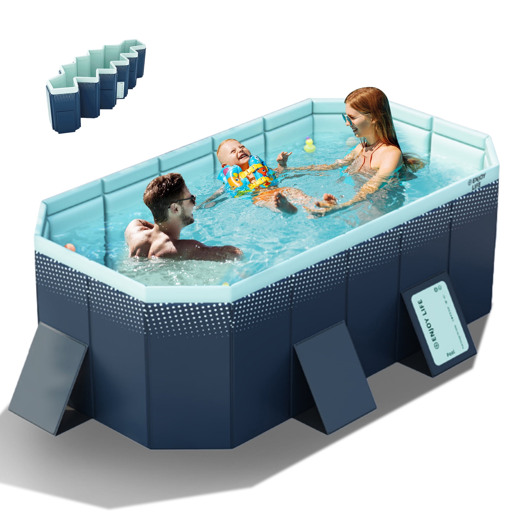 RICHYOUNG 89"Foldable Swimming Pool for 1-4 People, Adult Kids & Pets ...