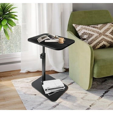 BEJOLO C Shaped Side Table with Wheels, Adjustable Height Tea Table ...