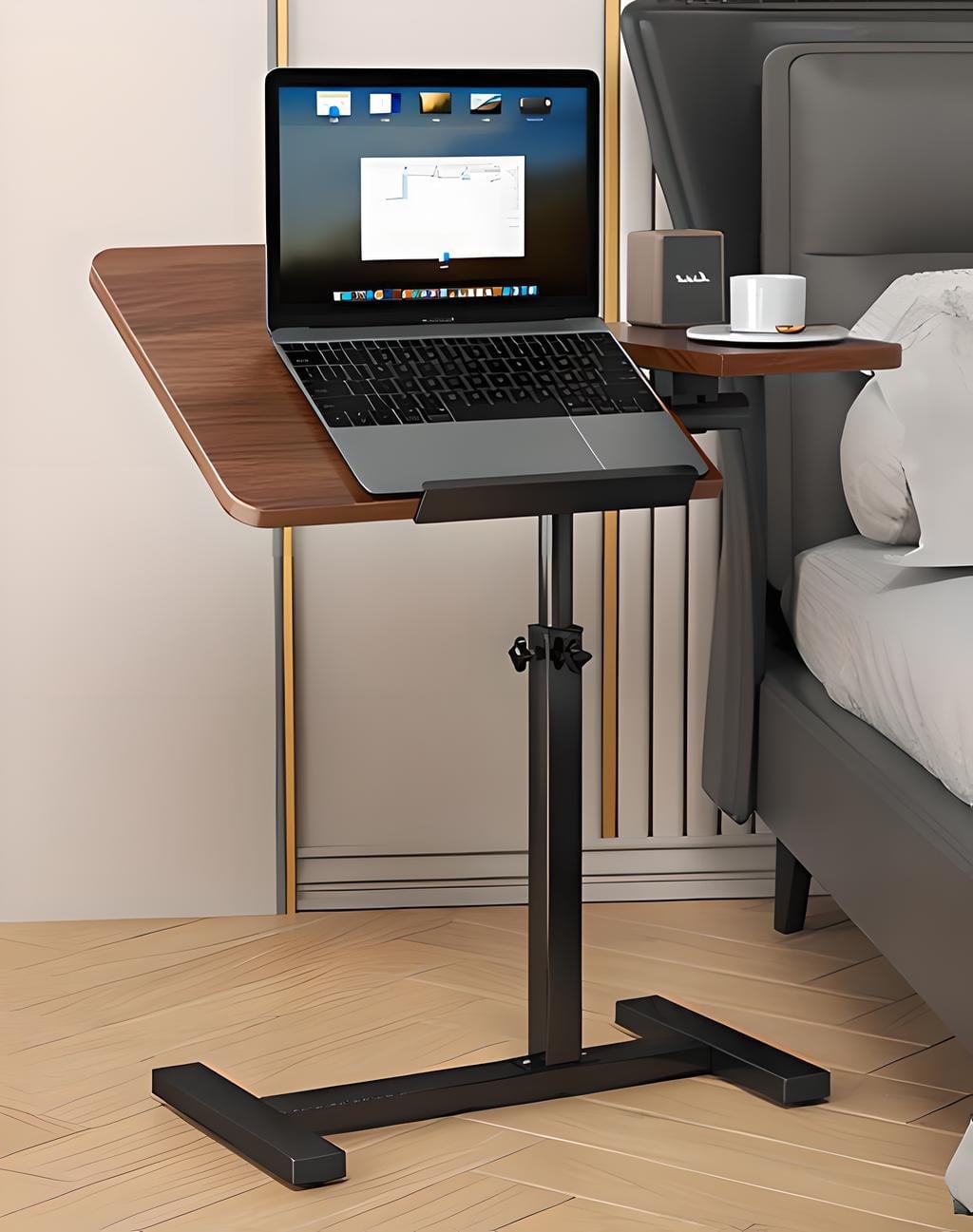RICHYOUNG Large SideTable, Portable computer table for Bedroom(Walnut ...