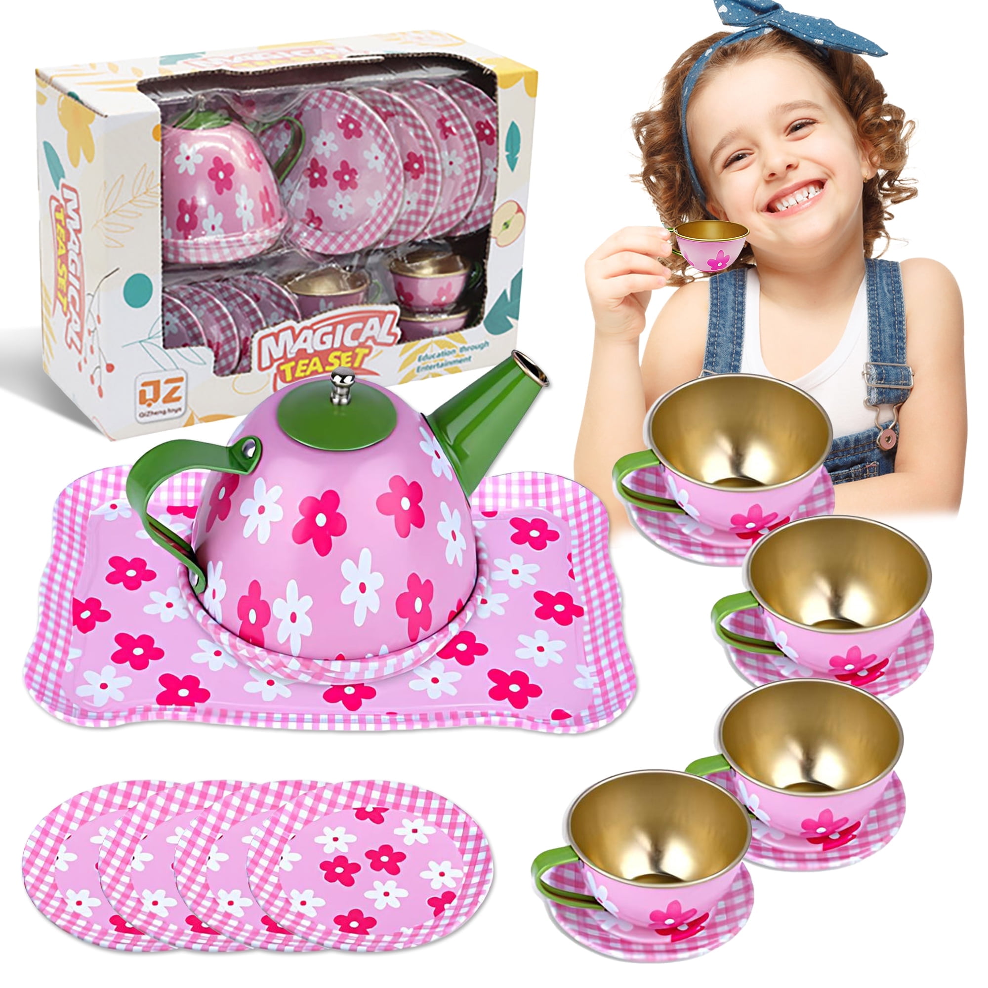 RICHYOUNG Tea Party Set for Kids, Princess Role Play Tea Set Kitchen ...