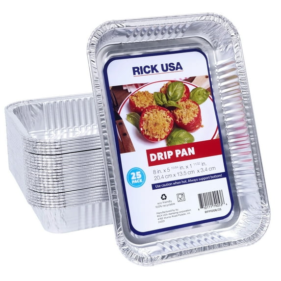 RICK USA: 8x5" Drip Pan - 25 Pack - Disposable Aluminum Foil, Multi ...