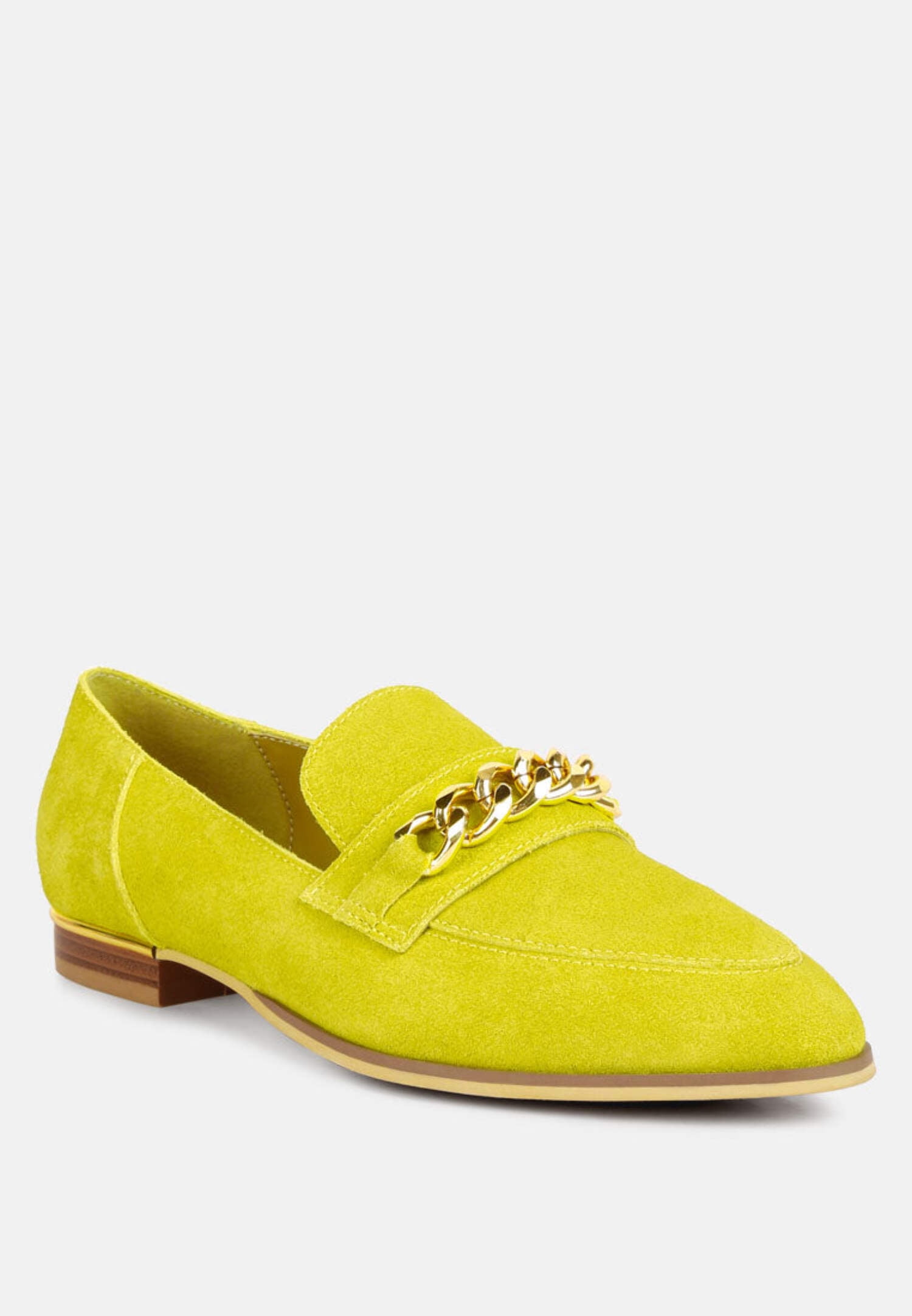 RICKA Chain Embellished Loafers in Lime - Walmart.com