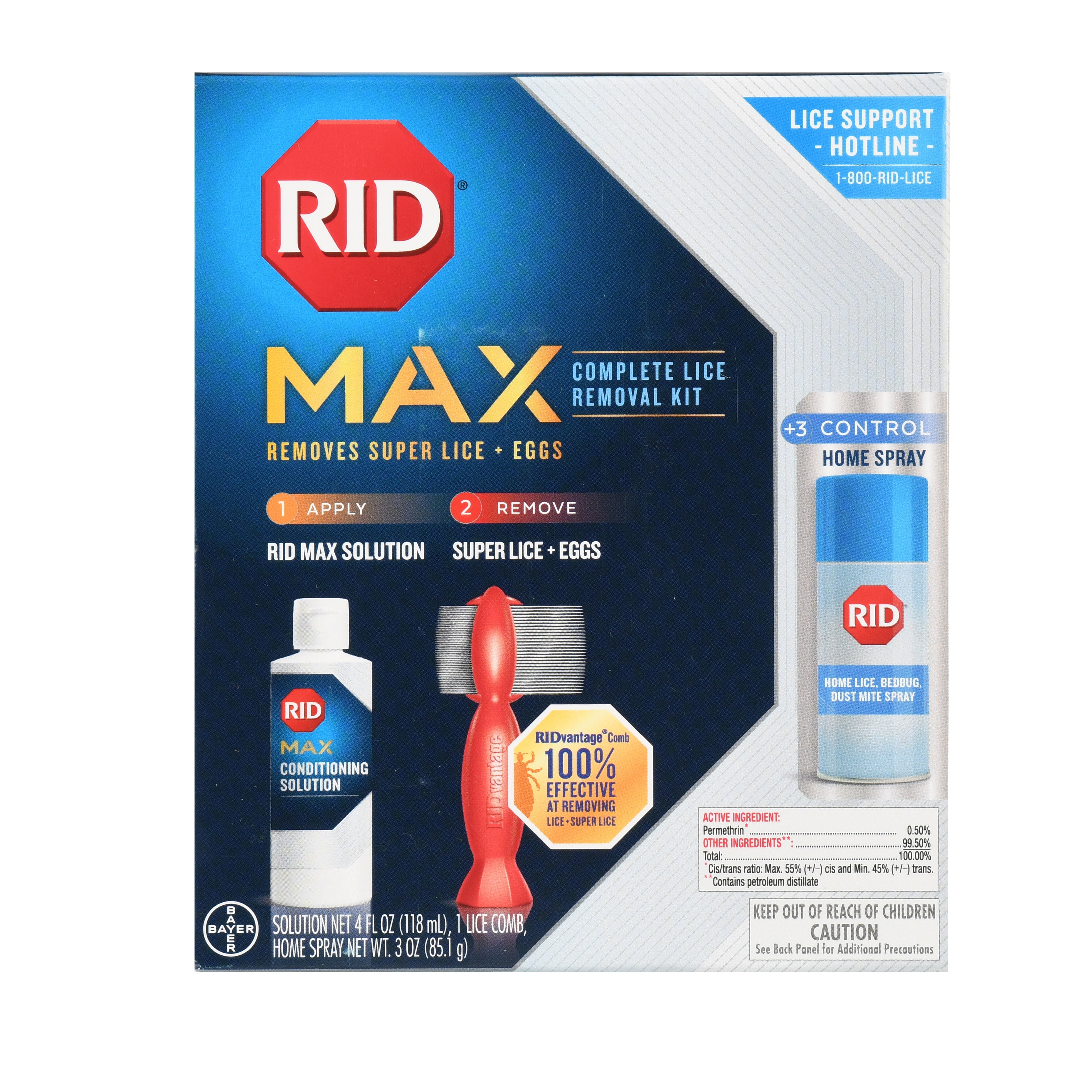RID Complete Lice Removal Kit with Shampoo, Spray & Lice Comb HSA/FSA ...