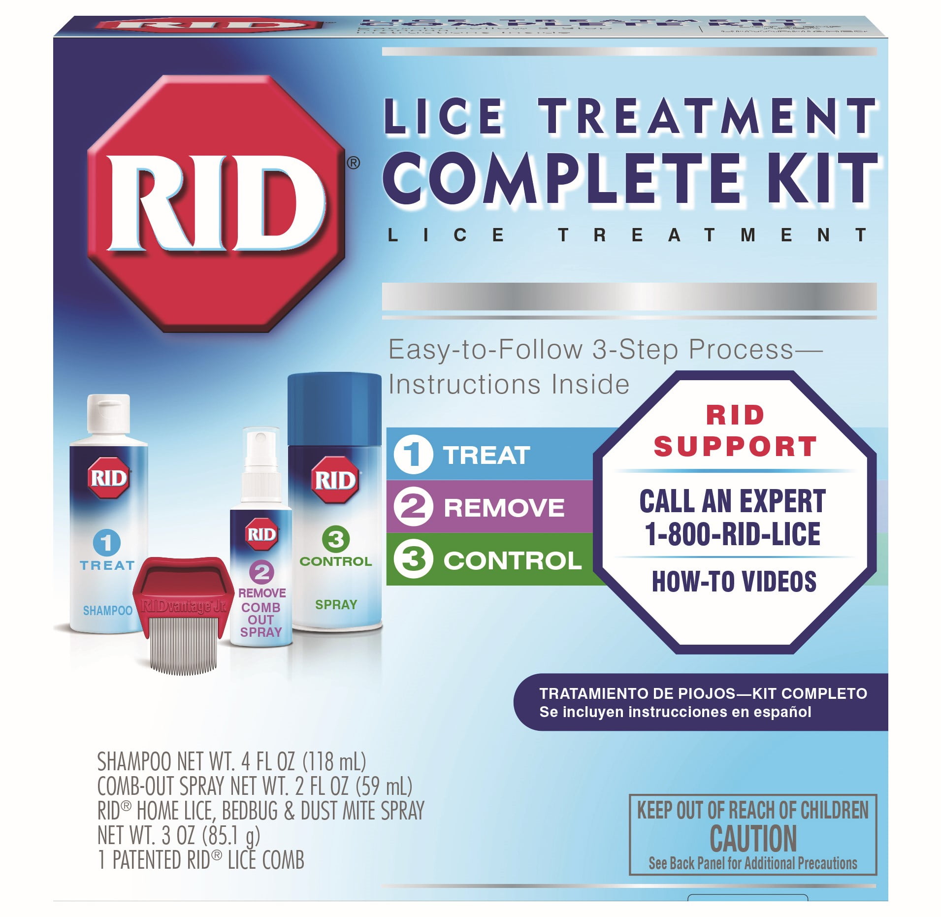 RID Lice Complete Treatment Kit to Kill Lice In Hair and Home HSA/FSA ...