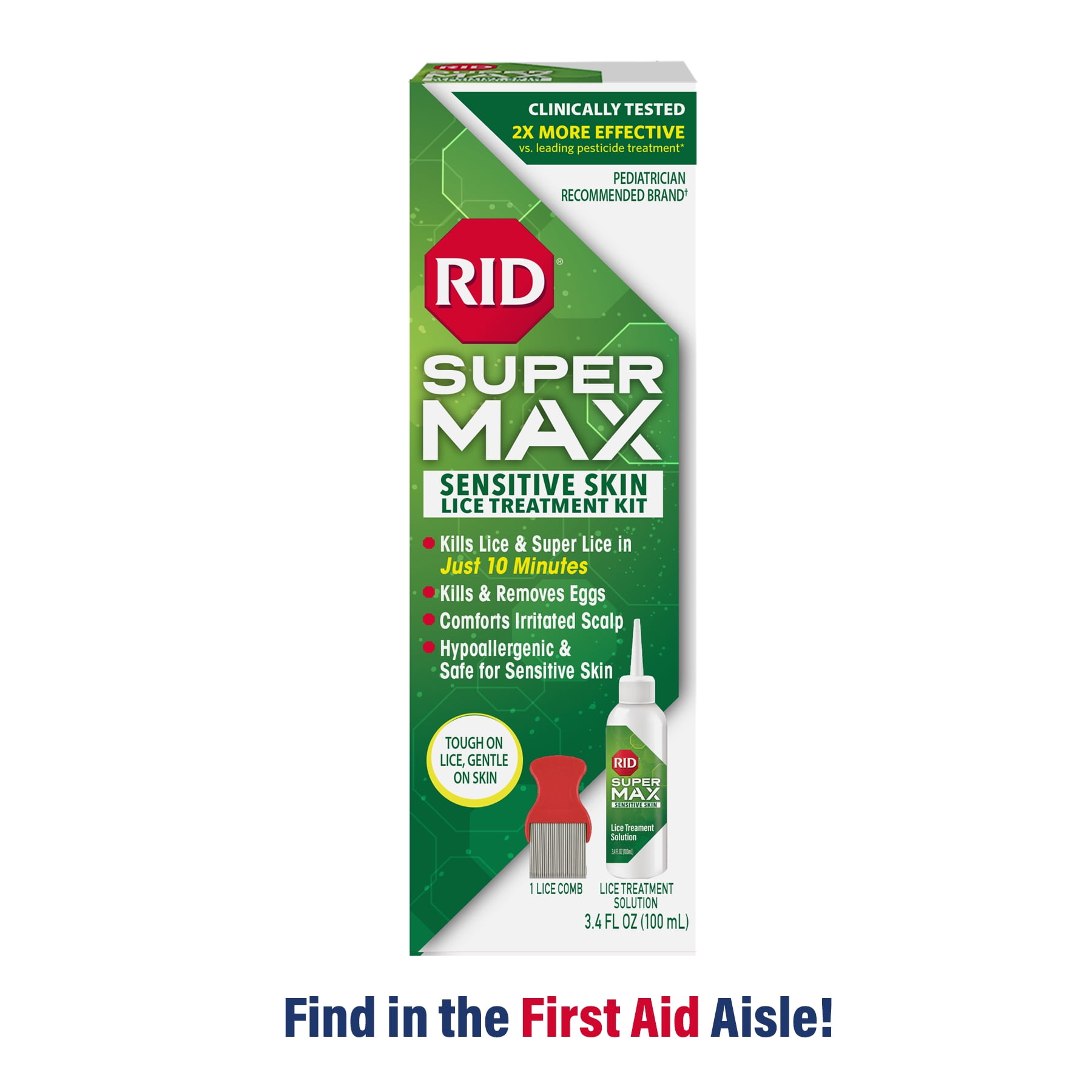 RID Super Max Sensitive Skin Lice Elimination Kit, Kills Super Lice ...