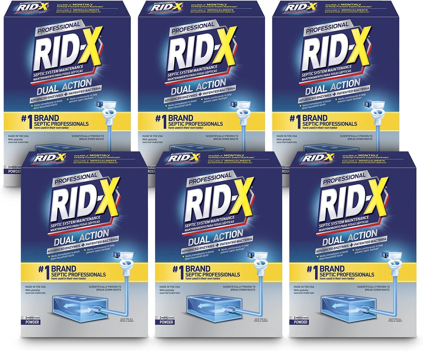 Rid X Professional Septic Treatment Septic Tank Treatment 12 Month Supply Of Powder 6 Packs X