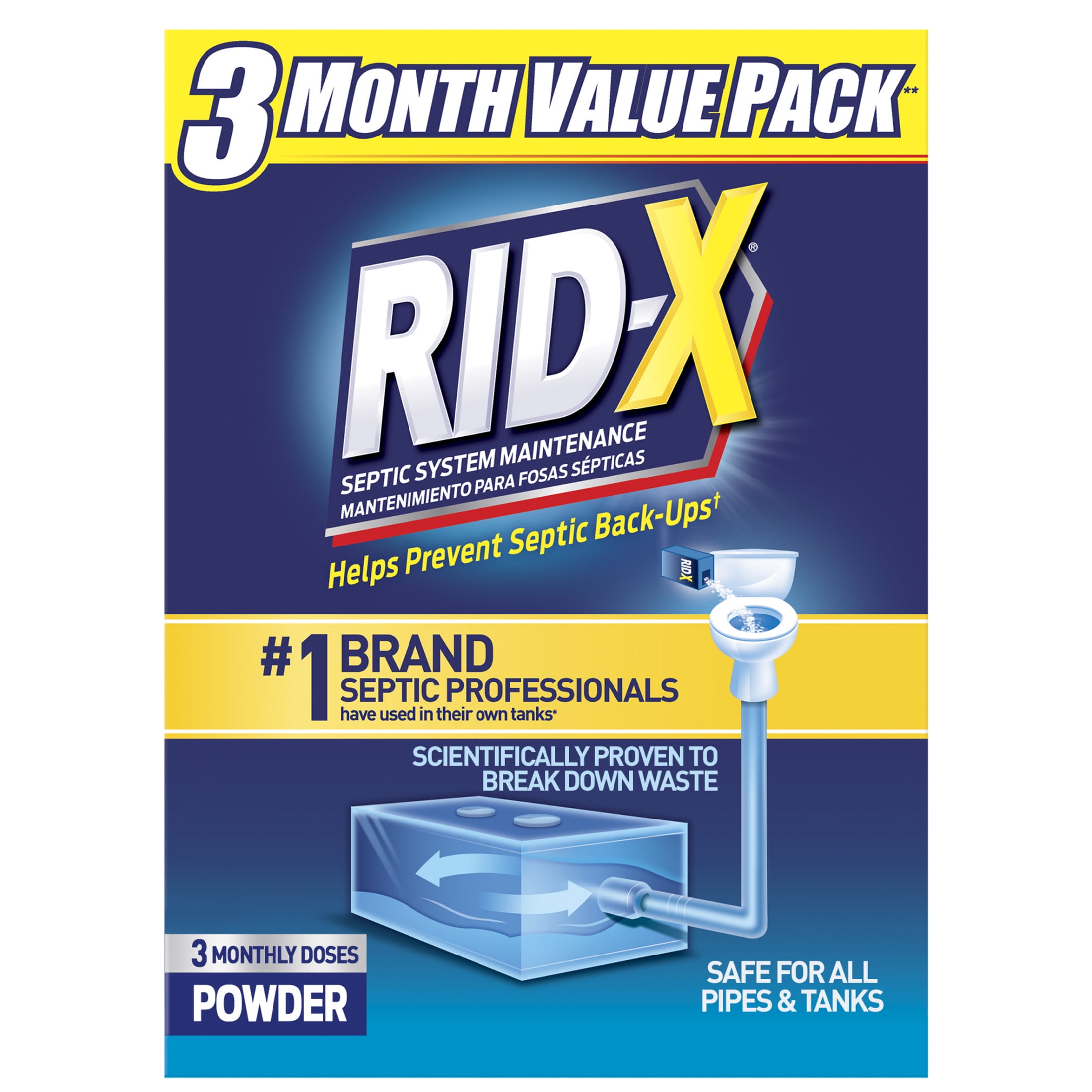 Rid-X Septic Tank Treatment Powder 29.4oz, 3 Month Supply, Bacteria ...