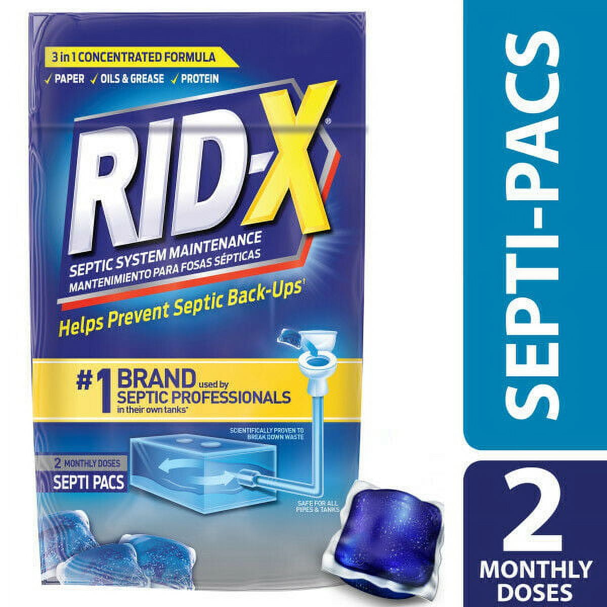 RID-X Septic Treatment, 2 Month Supply Of Septi-Pacs, 2.1 oz (Pack of 1 ...