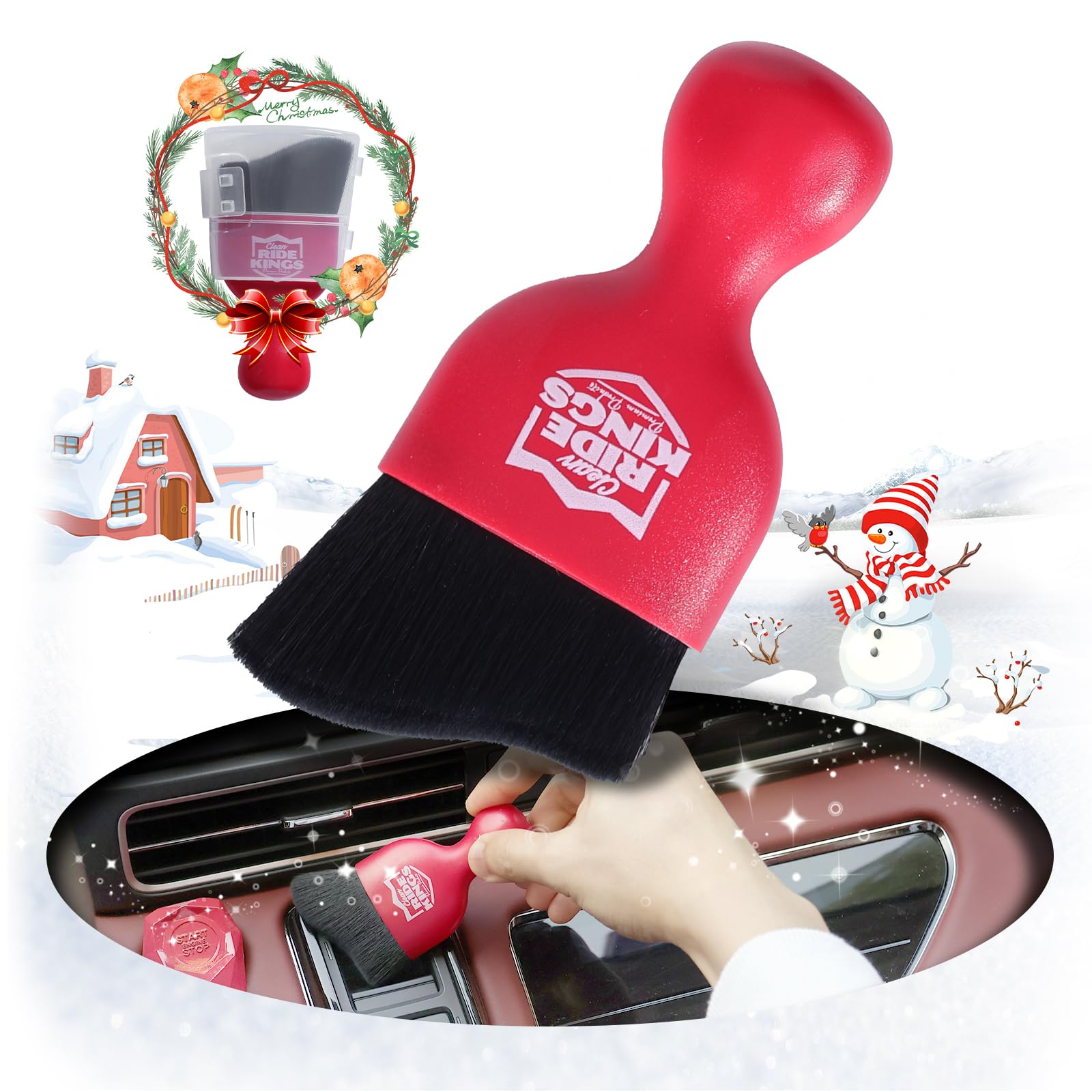 RIDE KINGS Car Duster Interior,Auto Soft Hair Detailing with Curved ...