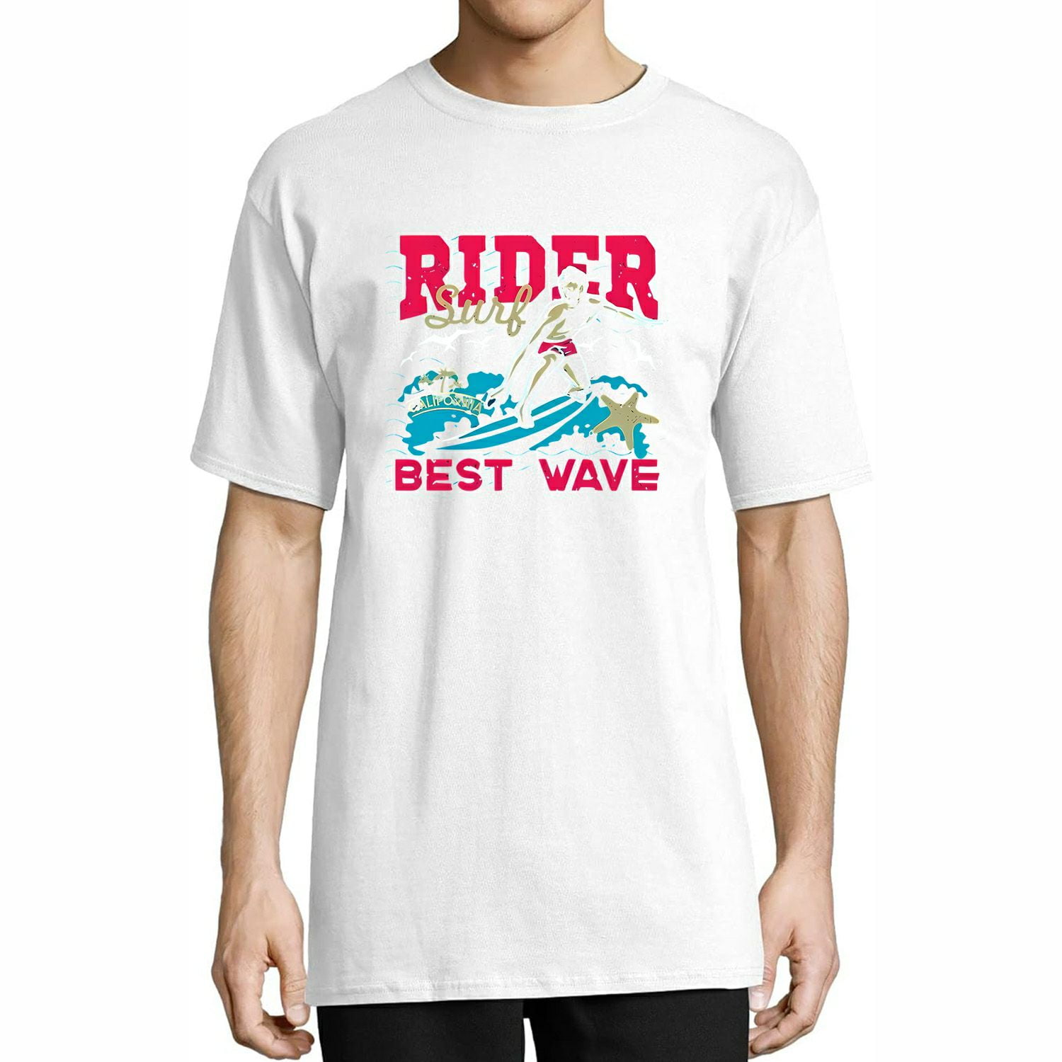 RIDER SURF BEST WAVE Crew Neck T-Shirts White X-Large - Walmart.com