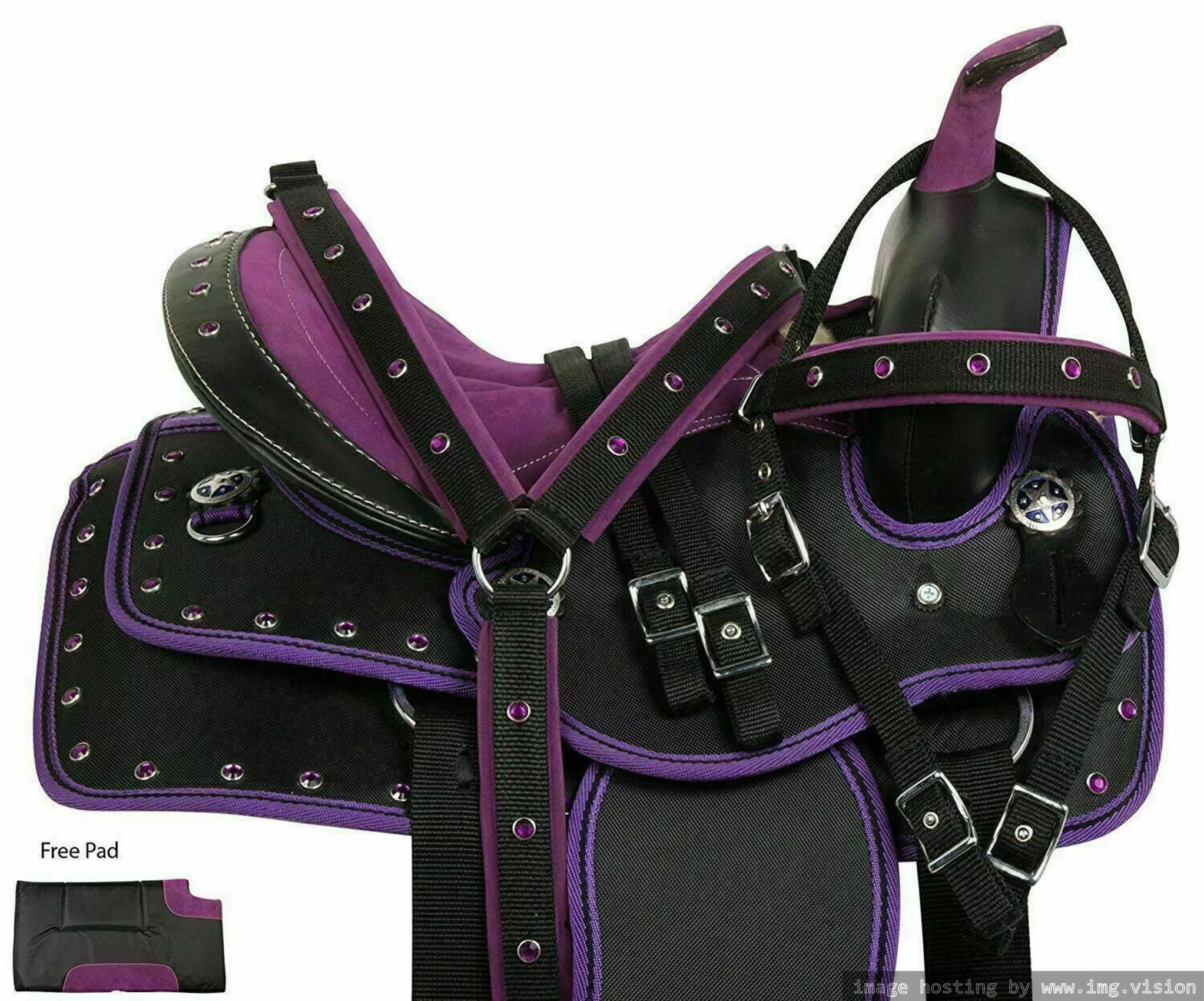 RIDEX Purple Horse Saddle | Lightweight Patent Synthetic Race Exercise ...