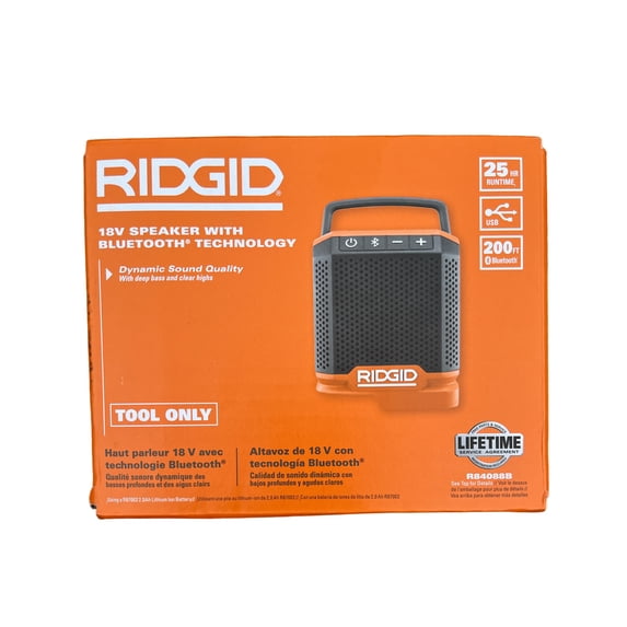 RIDGID 18-Volt Cordless Bluetooth Speaker, Dynamic Sound, 200ft Range ...