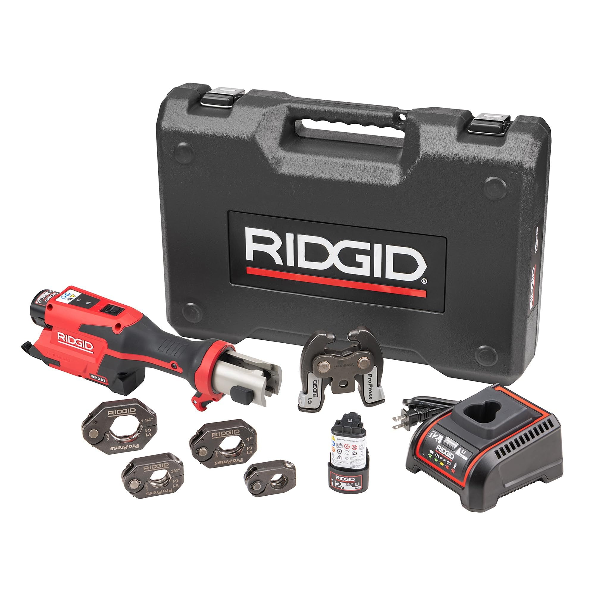 RIDGID 78198 RP 251 Press Tool Battery Kit with ProPress Rings 1/2"-1-1 ...