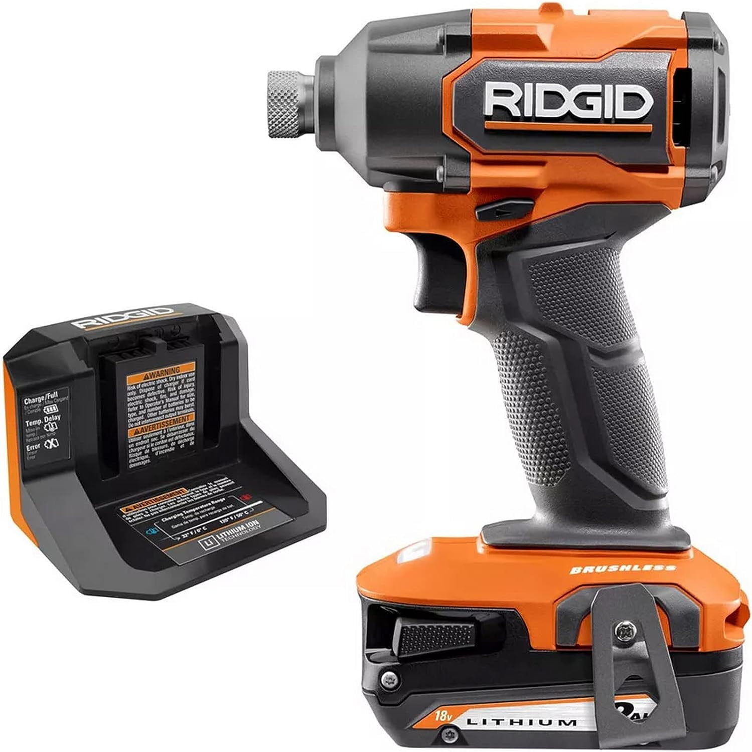 RIDGID R862301KSB 18V Cordless 1/4 in Impact Driver, 2.0 Ah, 2300 in lb ...