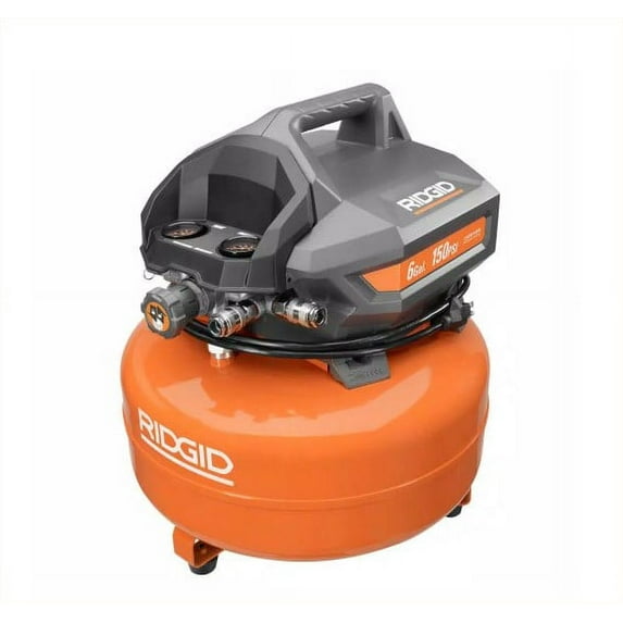 RIDGID 6 Gal. Electric Pancake Air Compressor, Portable, 150 PSI, Dual ...