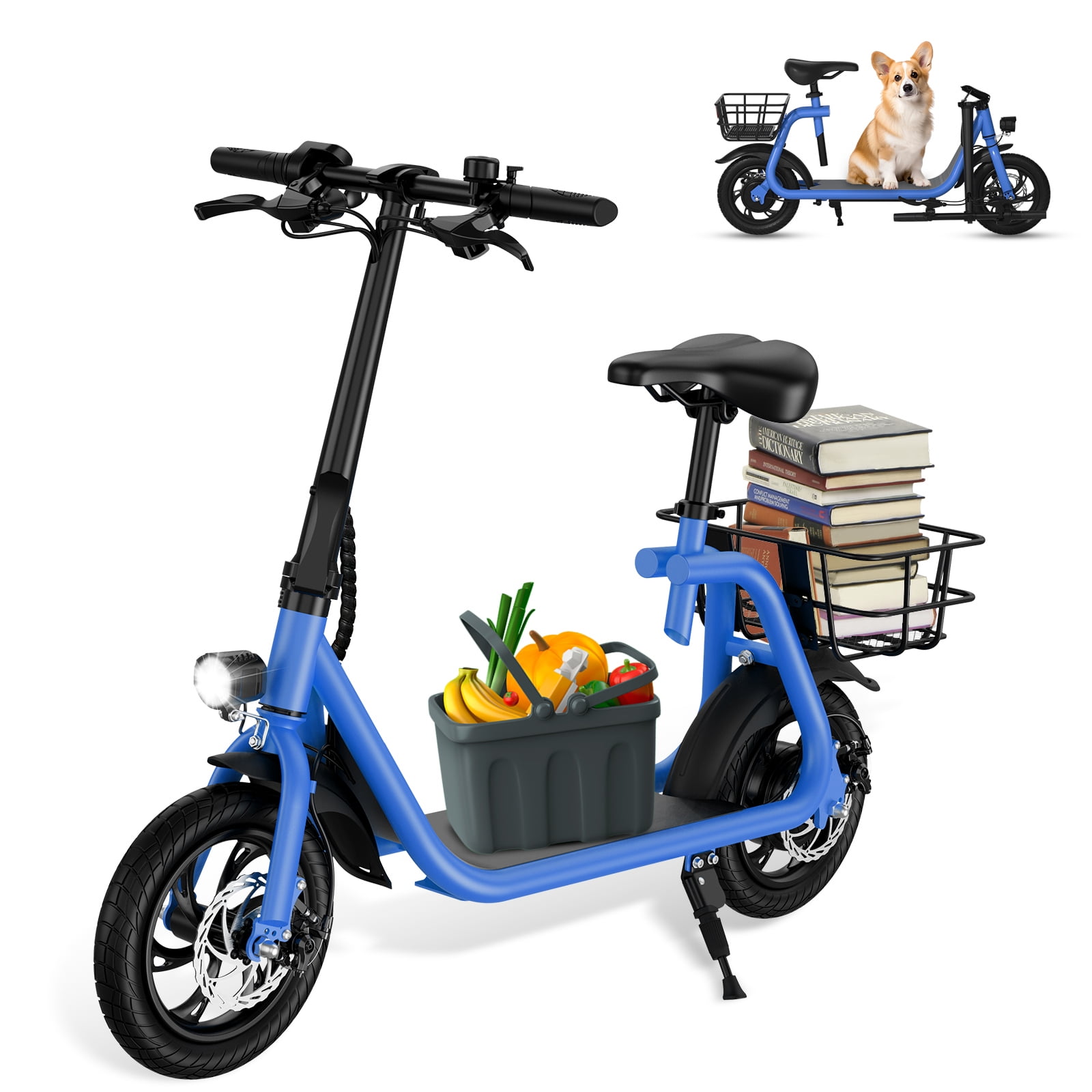 RIDWIND 450W Foldable Electric Scooter with Seat for Adults Up to 15 ...