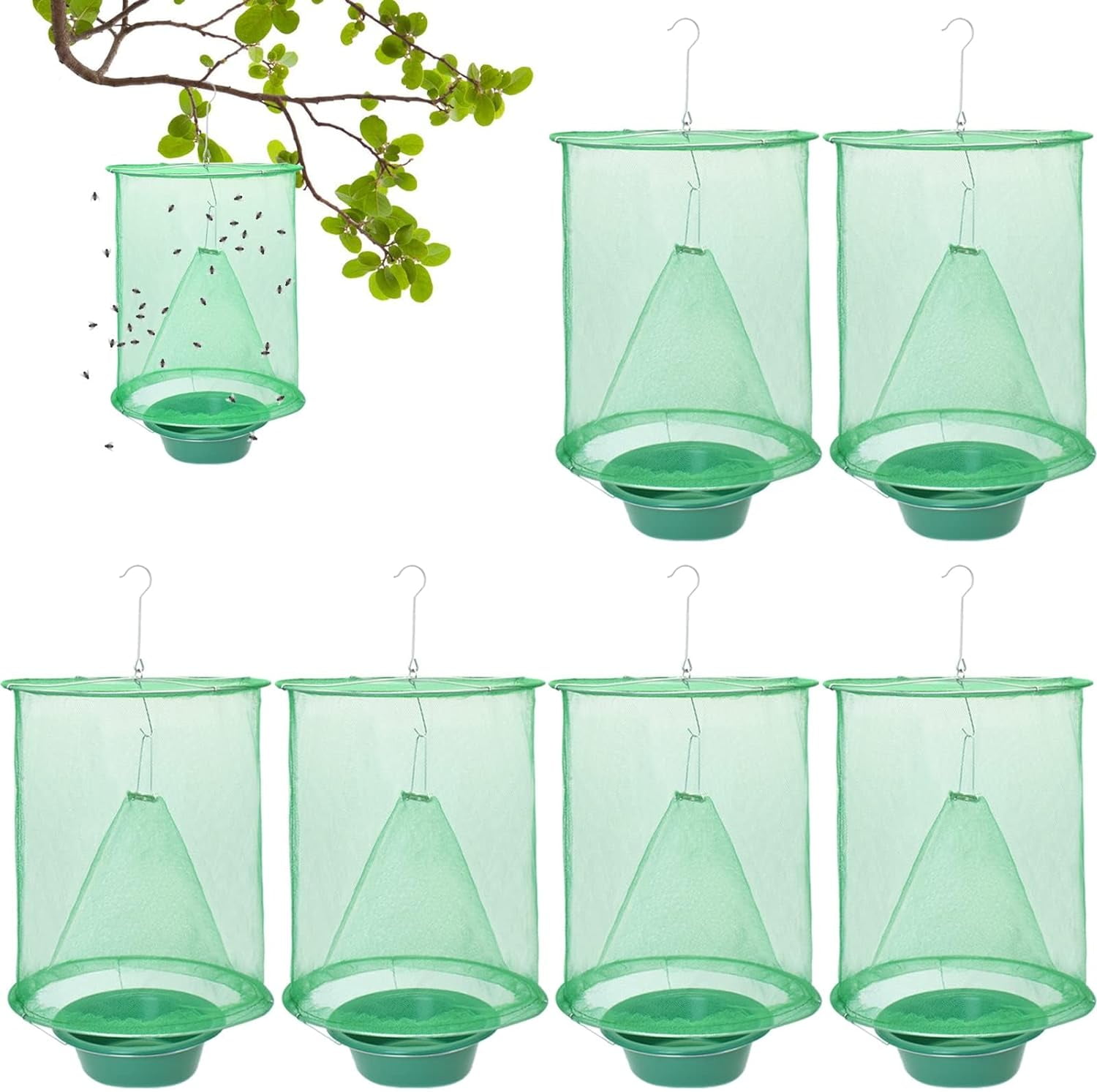 RIDWIND 6-Pack Ranch Fly Trap Reusable Hanging Fly Catcher Cage with ...