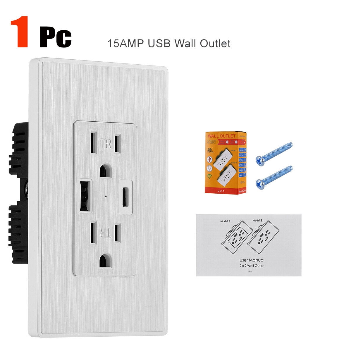 RIDWIND USB Charger Wall Outlet 15 Amp Duplex Tamper Resistant ...