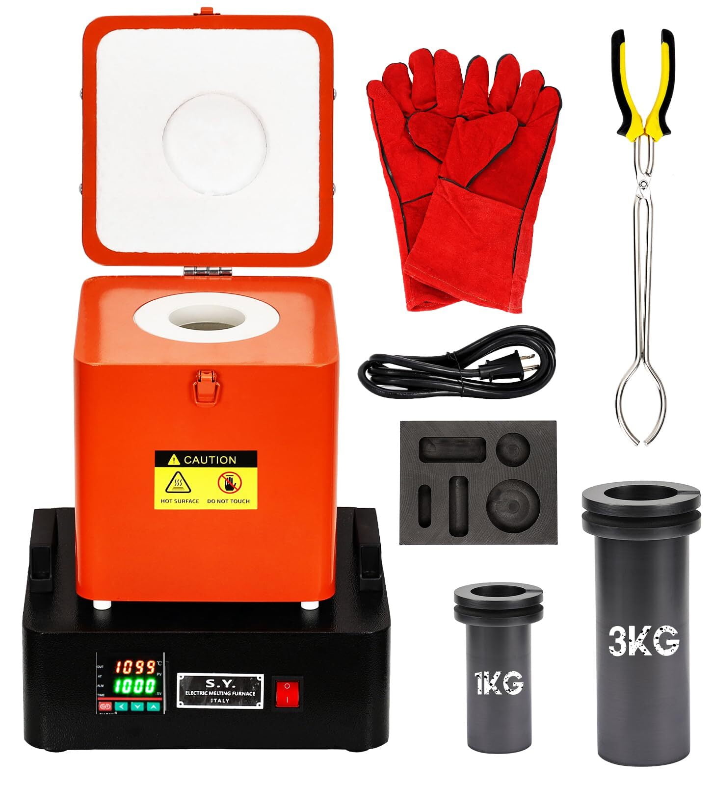 RIEDHOFF 1+3 KG Gold Melting Furnace Set,Upgraded 2100 °F Digital ...