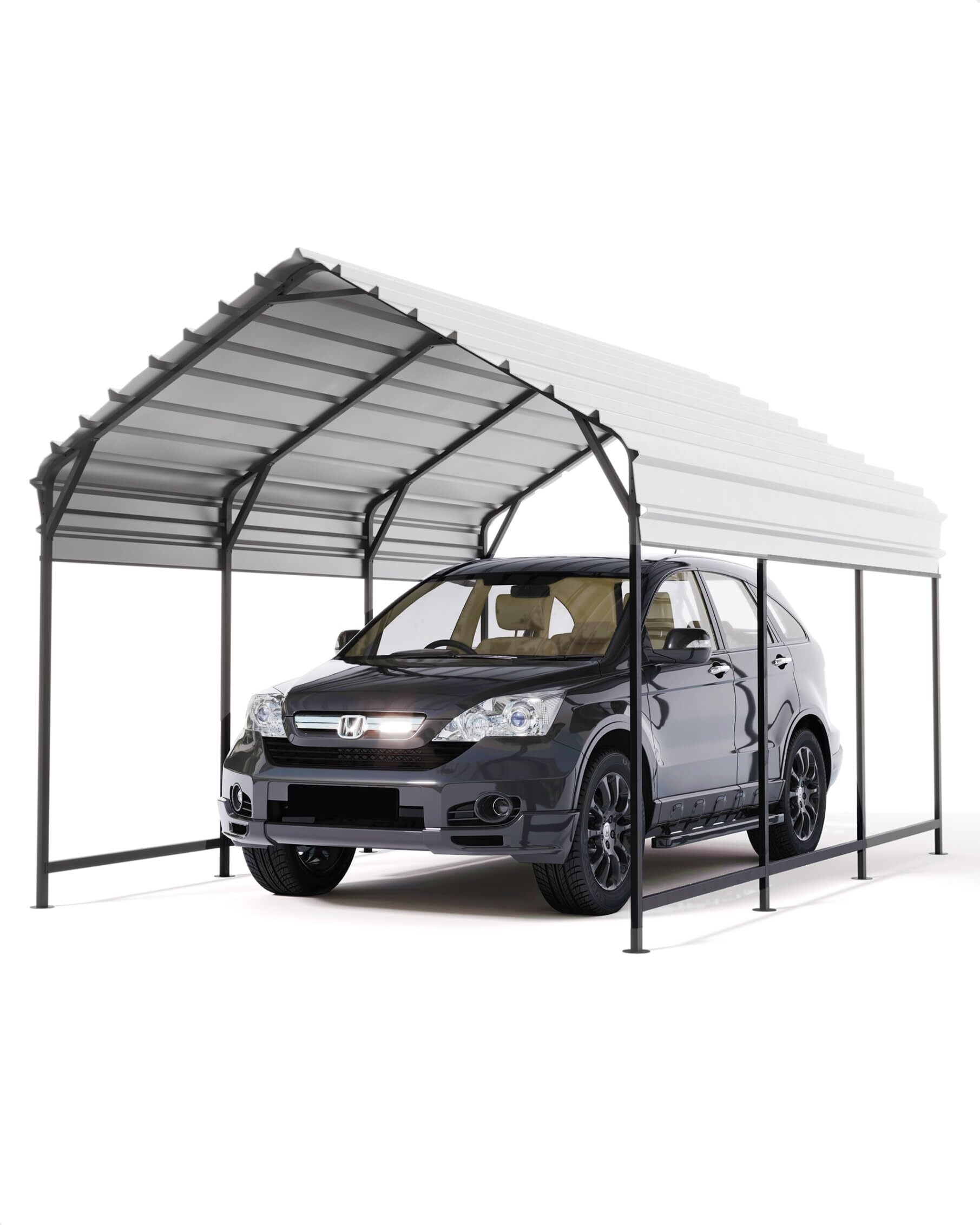 RIEDHOFF 16' x 10' x 10' Metal Carport Heavy Duty, 27 Ga. Steel Roof ...