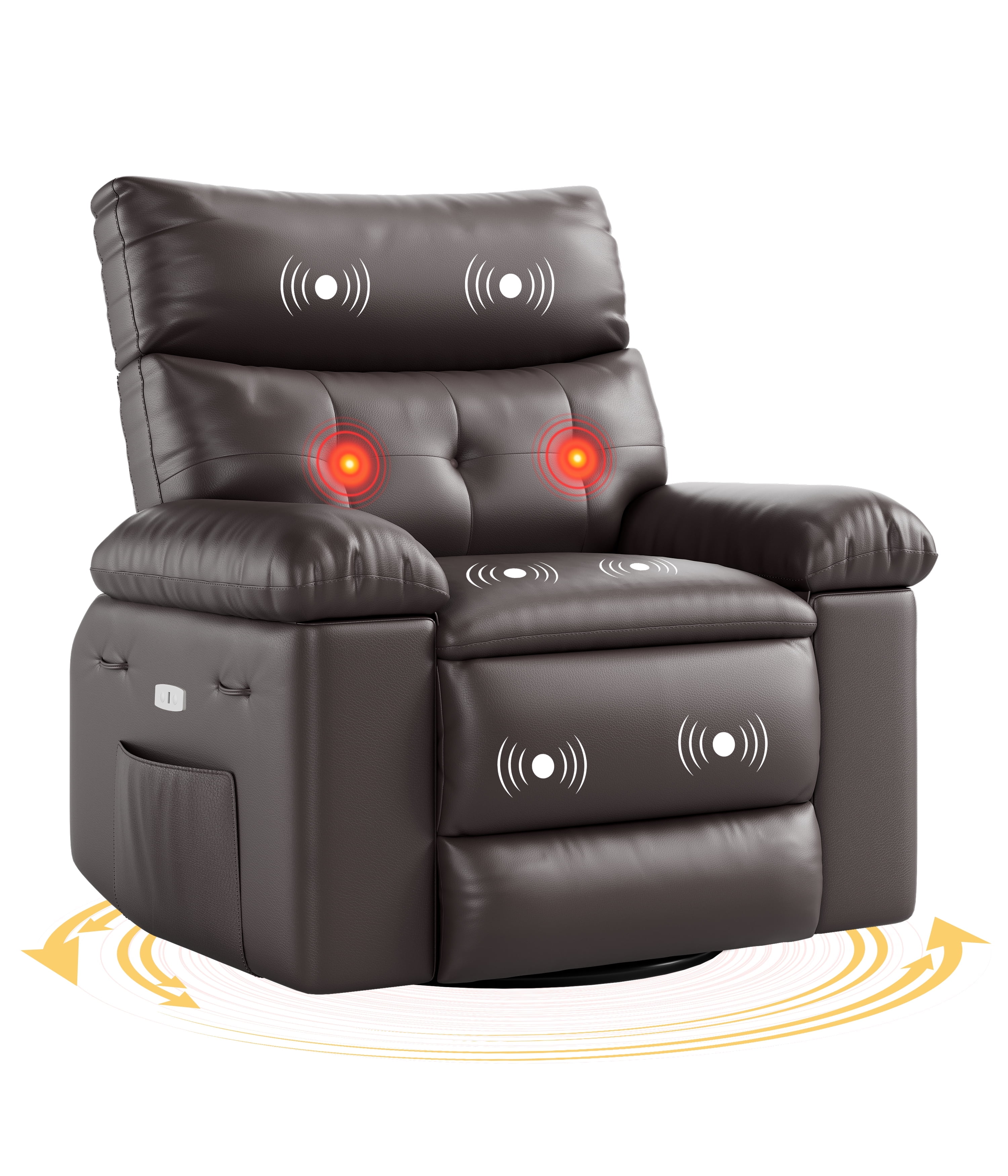 RIEDHOFF 22'' Leather Recliner Chair with Vibrating Massag & Heating ...