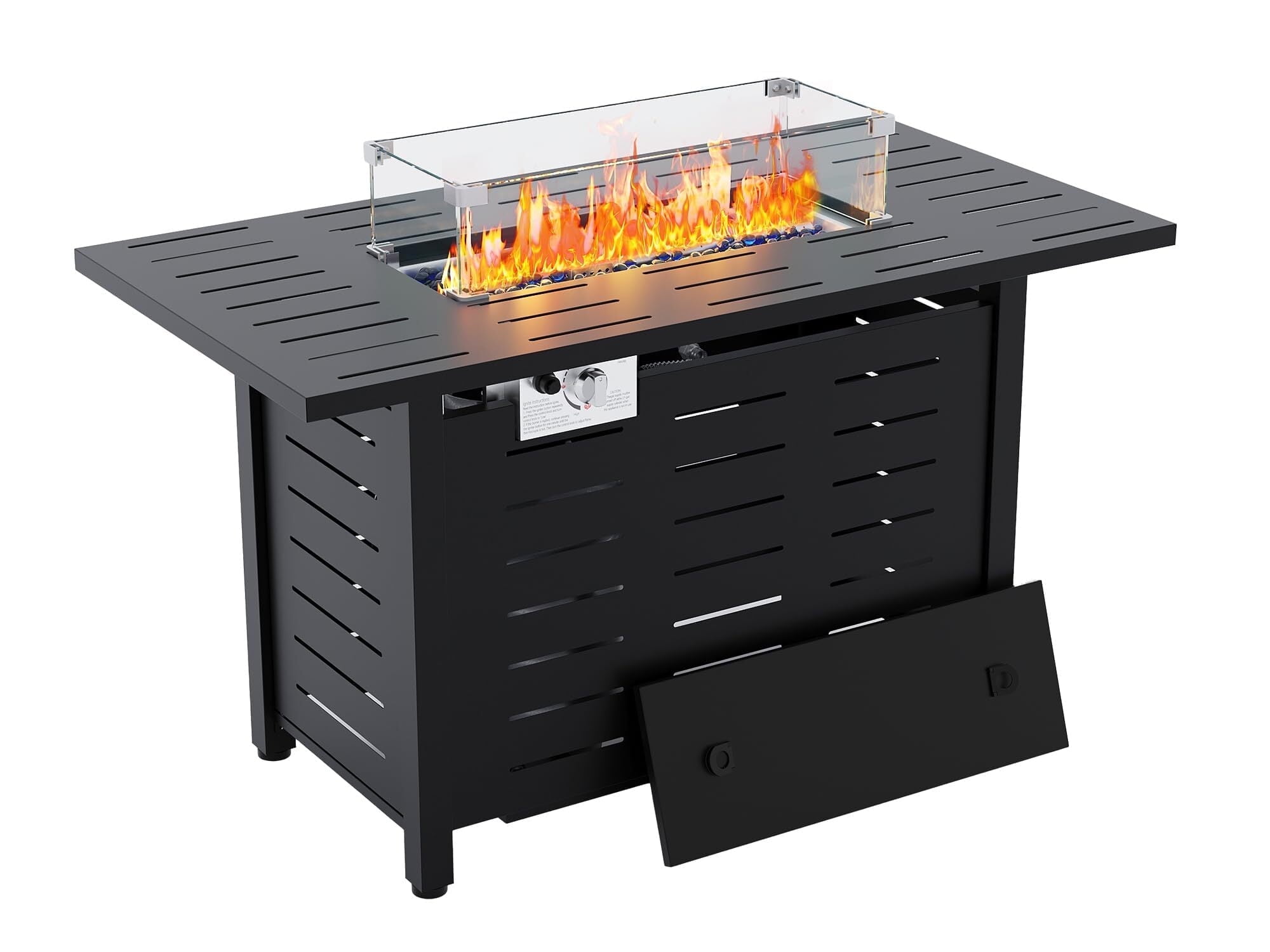 RIEDHOFF 44” Propane Fire Pit Table,48000 BTU Gas Fire Pit Table with ...