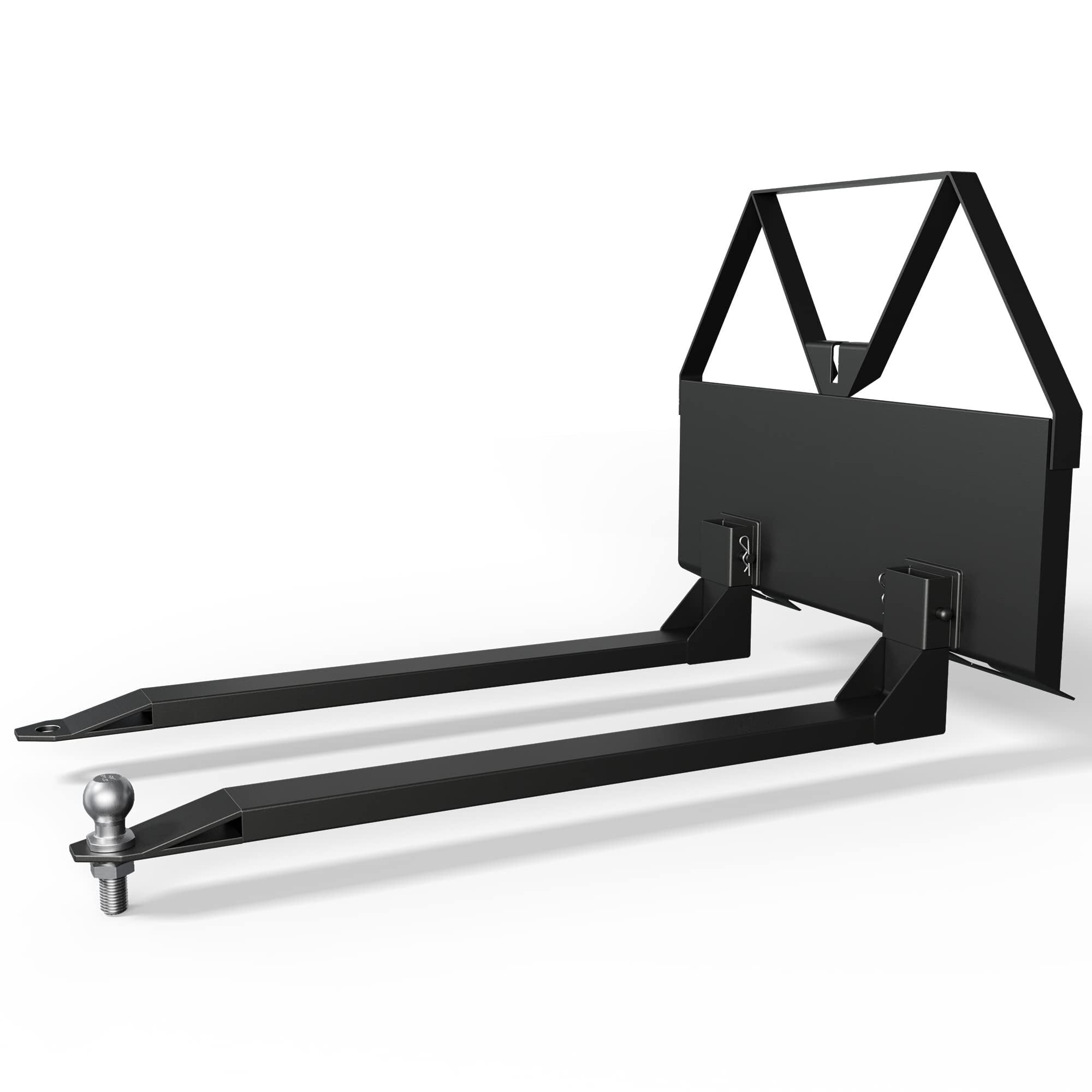 RIEDHOFF 46" Pallet Fork Quick Attach Mount Skid Steer Attachments with Hitch Ball 2600 lbs ...