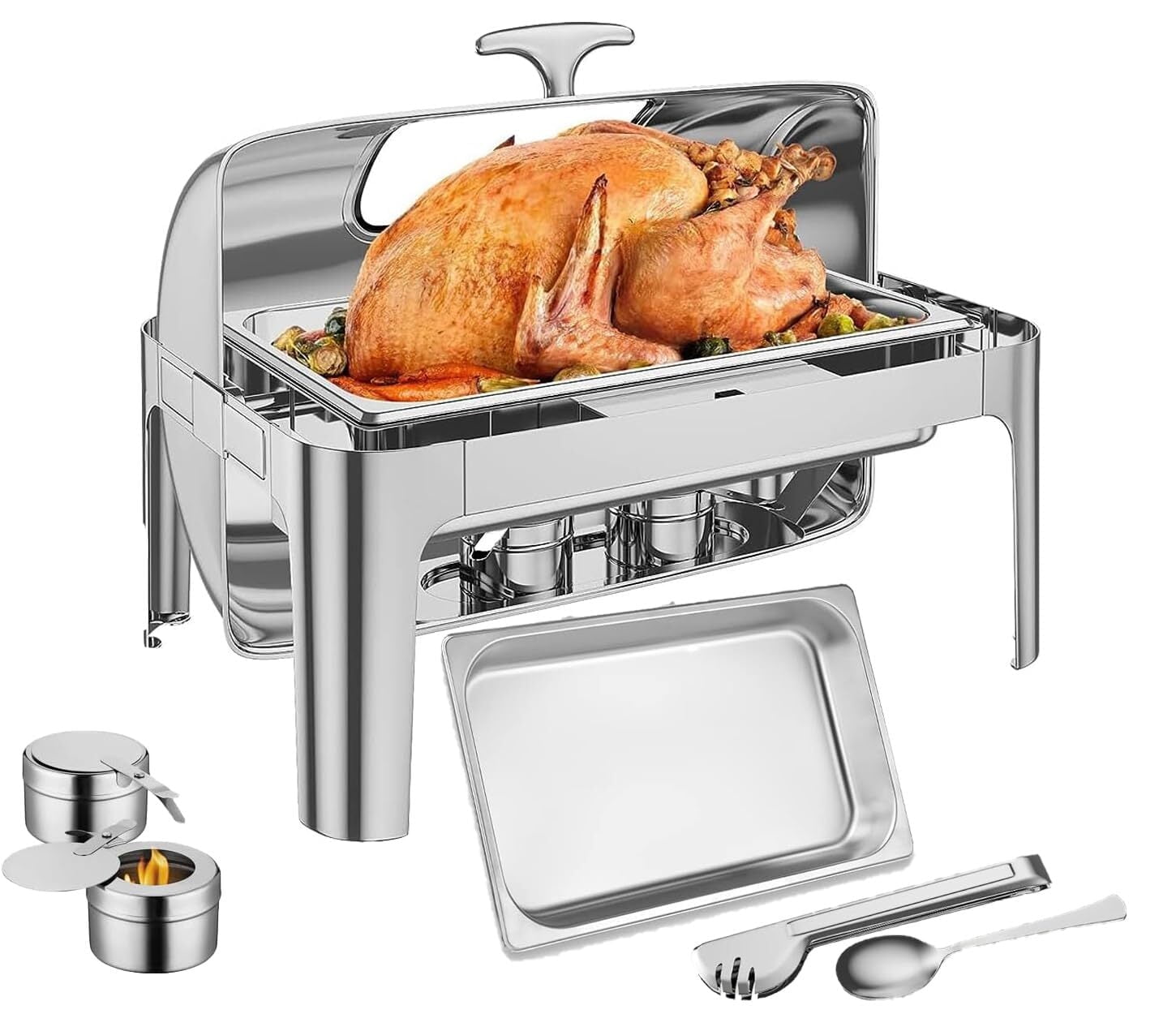 RIEDHOFF Food Warmer, 9QT Roll Top Chafing Dishes Buffet Set, Catering ...