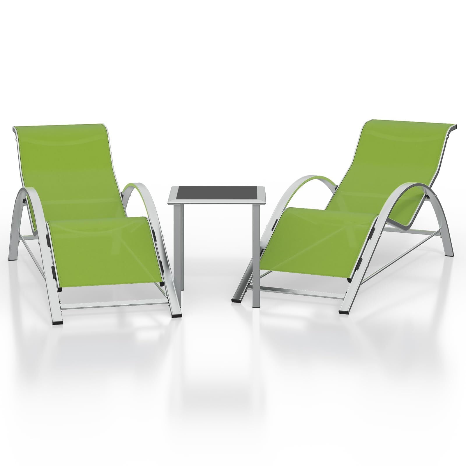 RIEDHOFF Outdoor Chaise Lounge Chairs Set of 3,Aluminum Patio Chaise ...