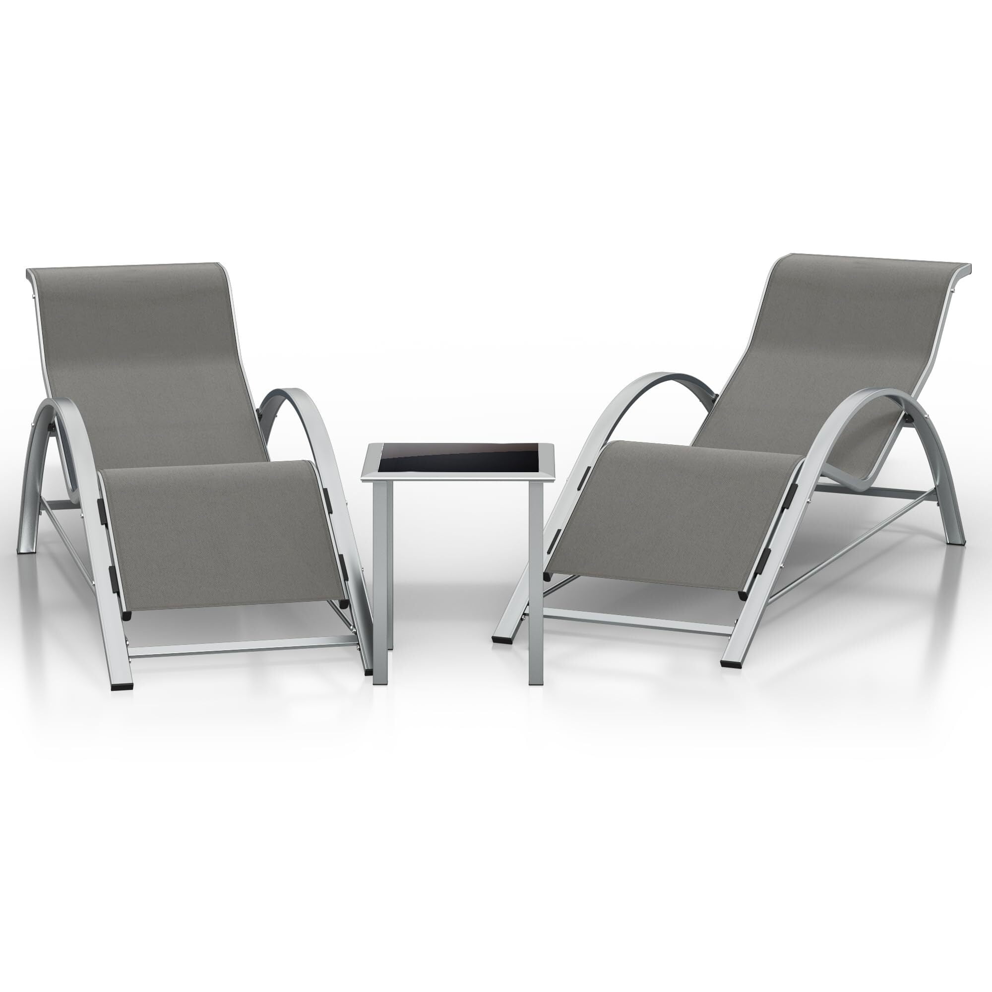 RIEDHOFF Outdoor Chaise Lounge Chairs Set of 3,Aluminum Patio Chaise ...