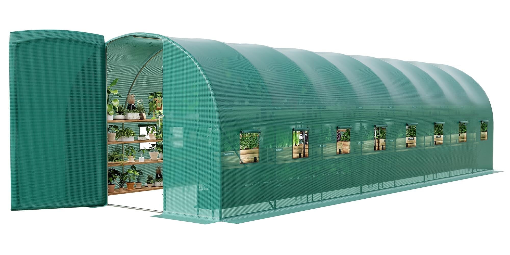 RIEDHOFF Walk-in Greenhouse Tunnel 28x10x7.5ft,Galvanized Steel Tunnel ...