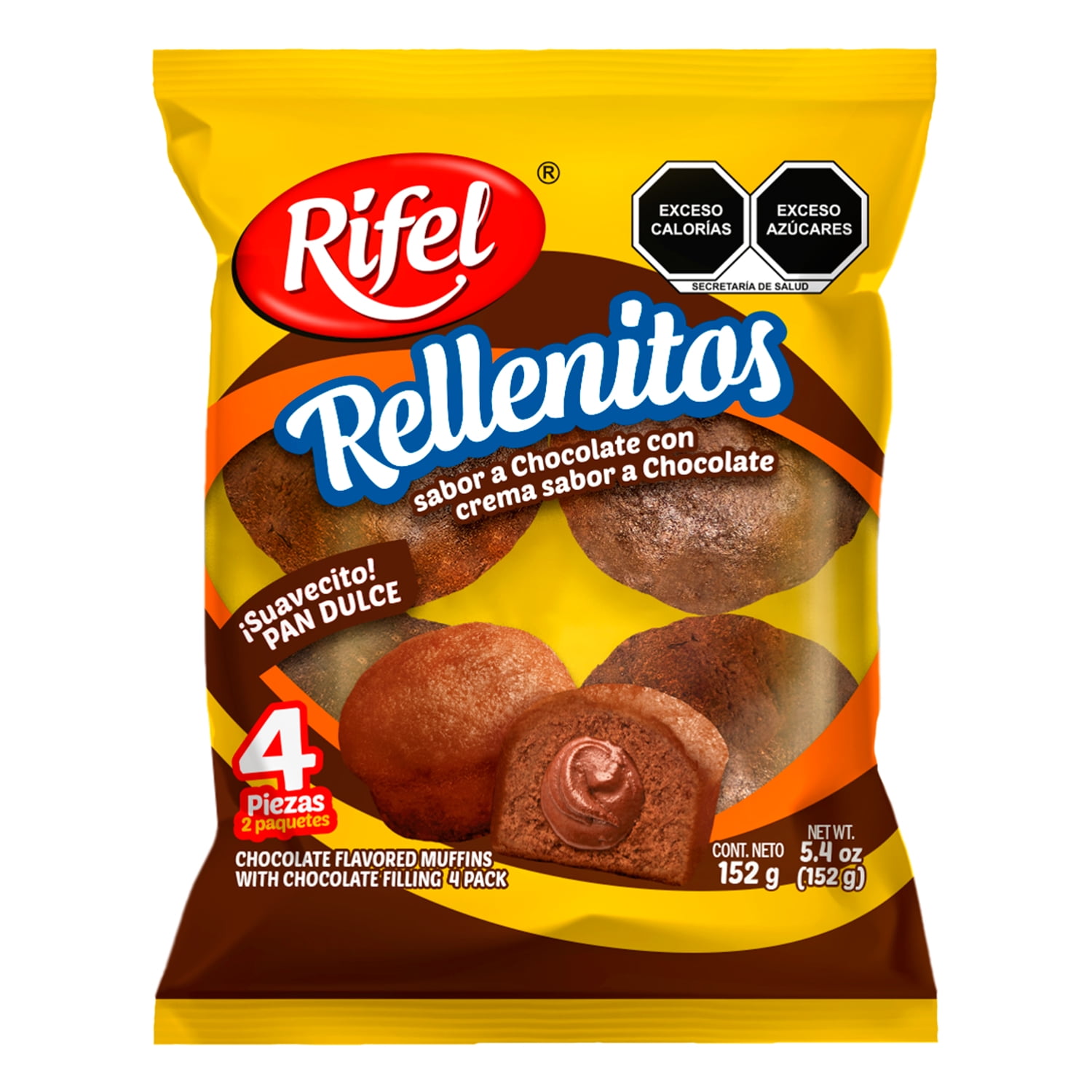 Rifel Chocolate Soft Muffins Filled With Chocolate Snack Bites 4 Units ...