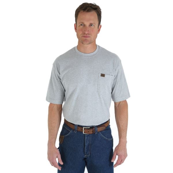 RIGGS WORKWEAR by Wrangler Men's Pocket T-Shirt, Ash Heather, Medium ...