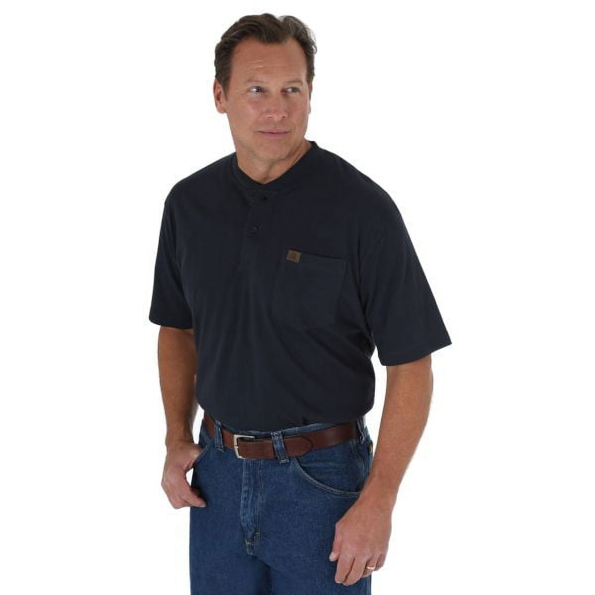 RIGGS WORKWEAR by Wrangler Men's Short Sleeve Henley,Navy,X-Large ...