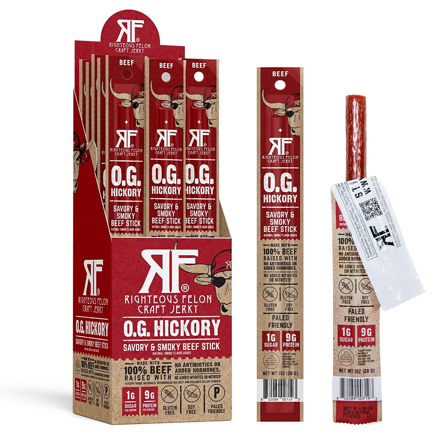 RIGHTEOUS FELON Jerky Sticks Natural High Protein Snacks for Adults, OG ...