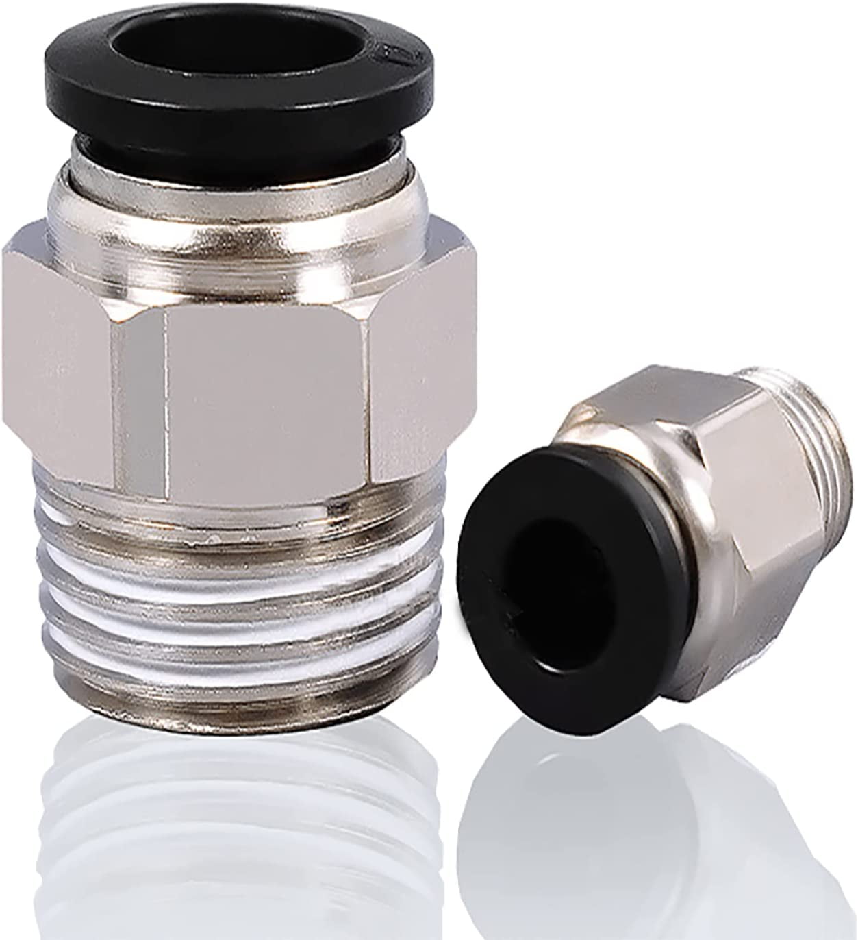 RIH Pneumatics Male Straight Thread Push to Connect Fittings Push in Fittings Quick Connect Air ...
