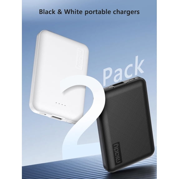 RIHJIN-2-Pack 5000mAh Mini Portable Charger, 5V 2.4A USB-C Output Fast ...