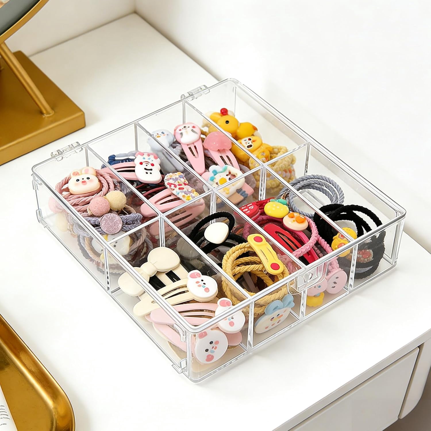 RIHJIN-Acrylic Hair Accessories Organizer for Girls, 8-Compartment ...