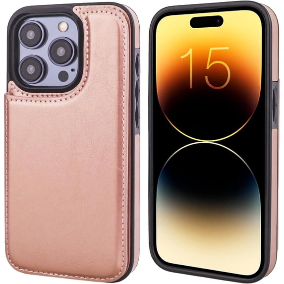 RIHJIN-Compatible with iPhone 15 Pro Wallet Case with Card Holder, PU ...