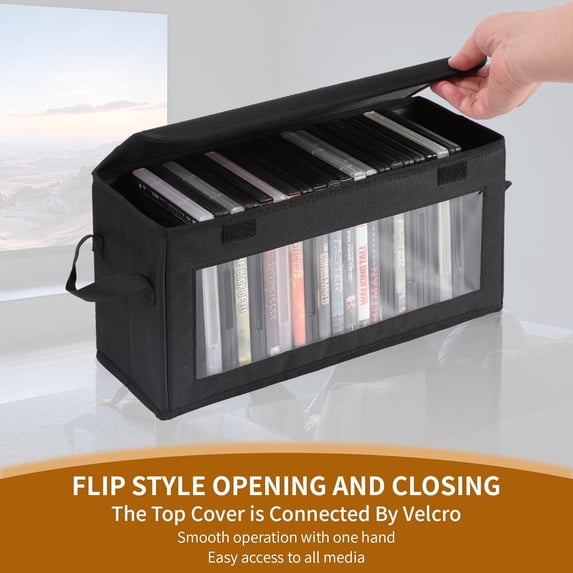 RIHJIN-Home DVD Storage Box, Portable Transparent Window Cassette ...