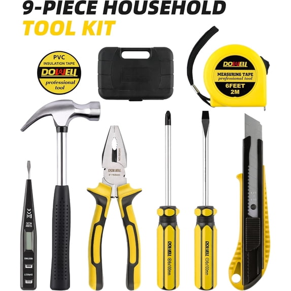 RIHJIN-Small Homeowner Tool Set 9 Pieces General Household Small Hand ...